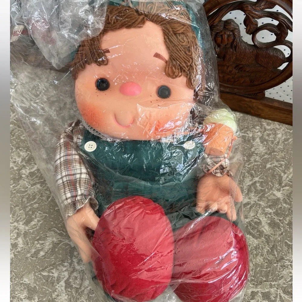 Vintage | Toys | Ice Cream Doll Boy Brown Yarn Hair 23 Green Overalls J ...